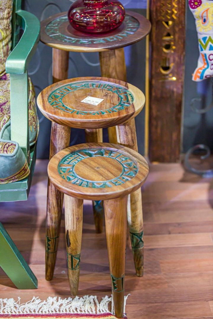 Set of 3 carved tables - YASHMAK EGYPT